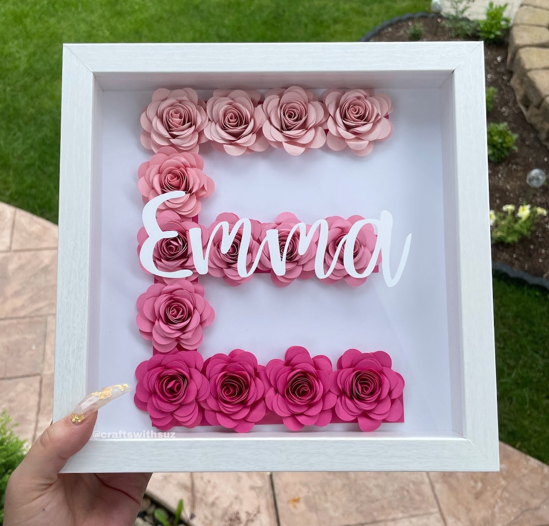 Initial and Name Flower Box | Assorted Paper Flower Box | Customized ...