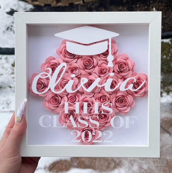 Graduation Cap Flower Shadow Box Assorted Paper Flower Box - Etsy