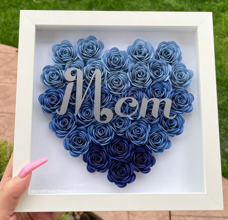 Mom Heart Shaped Flower Box Paper Rose Shadow Box - Etsy Canada