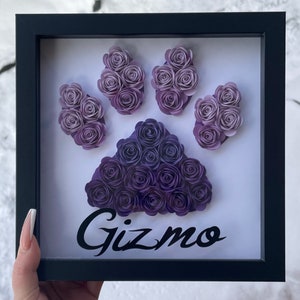 Dog Paw Flower Shadow Box | Dog Paper Flower Box | Customized Gift for ...