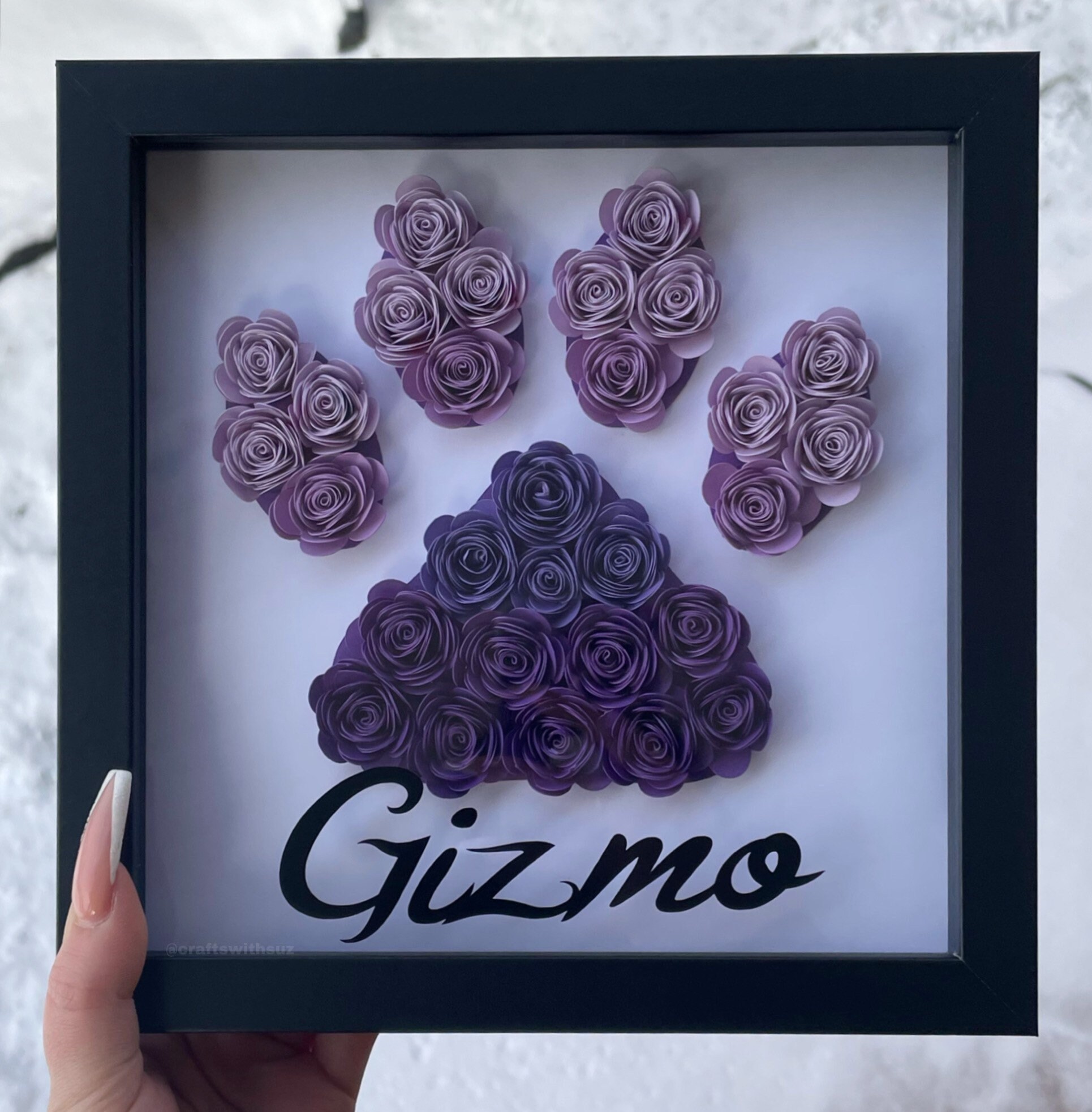 Dog Paw Flower Shadow Box Dog Paper Flower Box Customized | Etsy