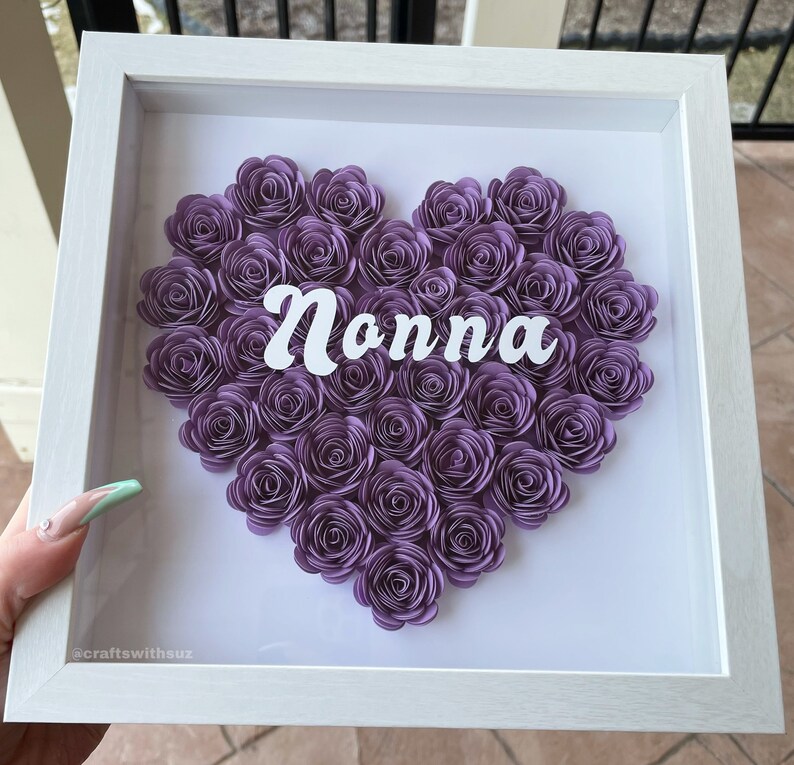 Mom Heart Shaped Flower Box Paper Rose Shadow Box - Etsy Canada