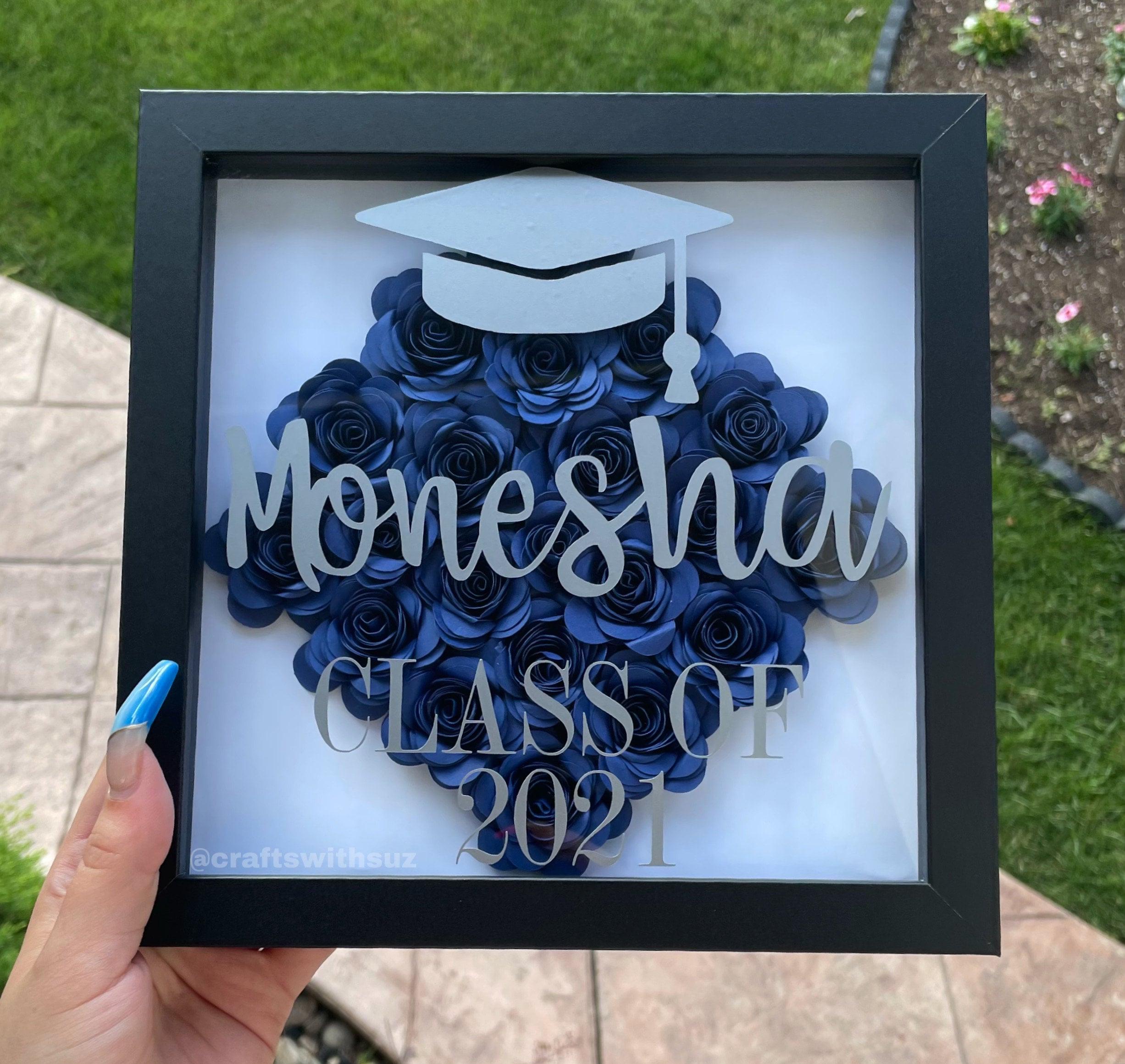Graduation Cap Flower Shadow Box | Assorted Paper Flower Box ...