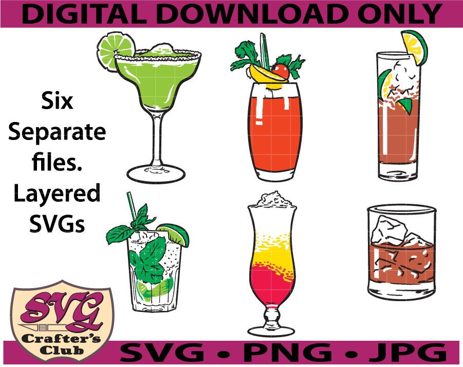 Alcohol Cocktails Liquor Bundle SVG Design for Cricuts and - Etsy