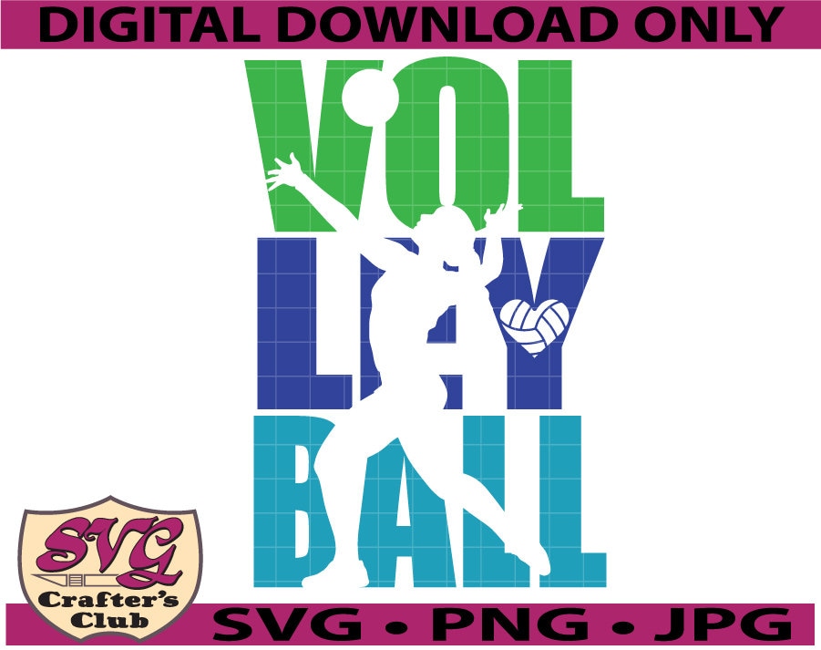 Volleyball Sports Stacked Letters SVG Design for Crickets and ...