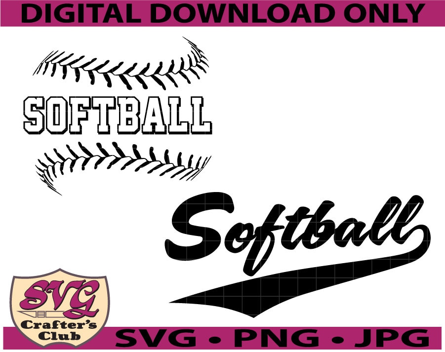 Softball Player Bundle With Text and Softballs Clipart SVG Design for ...