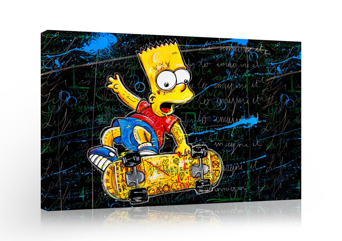 Bart Simpson Kids Street Modern Canvas Wall Art Living Room | Etsy