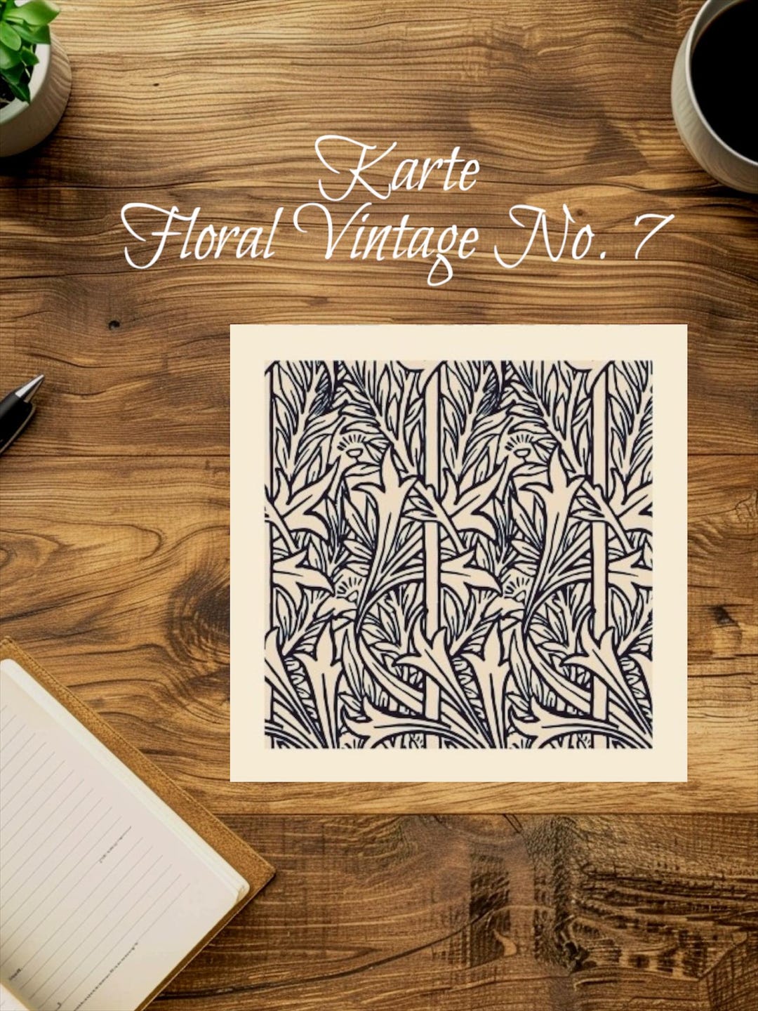 Card, Poster: Floral Vintage No. 7, Beautiful Square Greeting Card ...