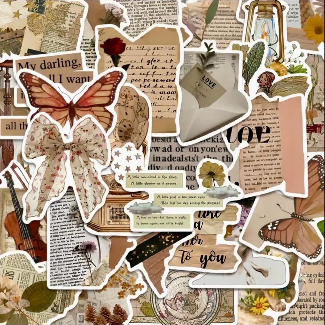 30 Collage Stickers Vintage Aesthetic, Waterproof, Creative PVC ...
