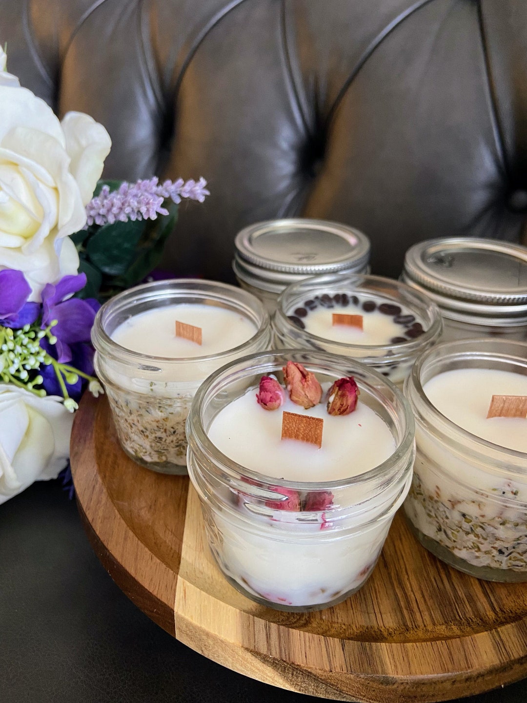 4oz Mason Jar Candle / Handmade 100% Soy Wax / Scented Soy Candle in a ...
