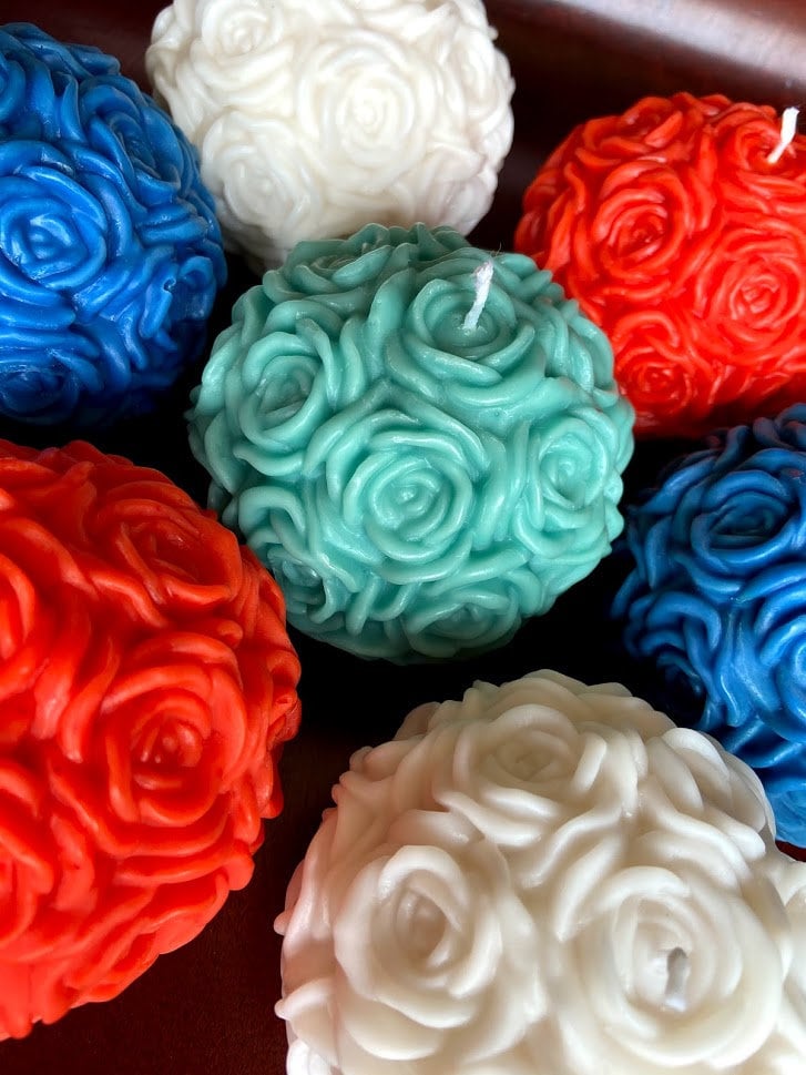 Large Round Rose Ball Shape Candle/Flower Ball Candle/ | Etsy