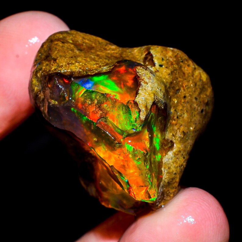 42.70ct Welo Fire Opal Rough, Ethiopian Crystal Opal, Flashy Raw ...