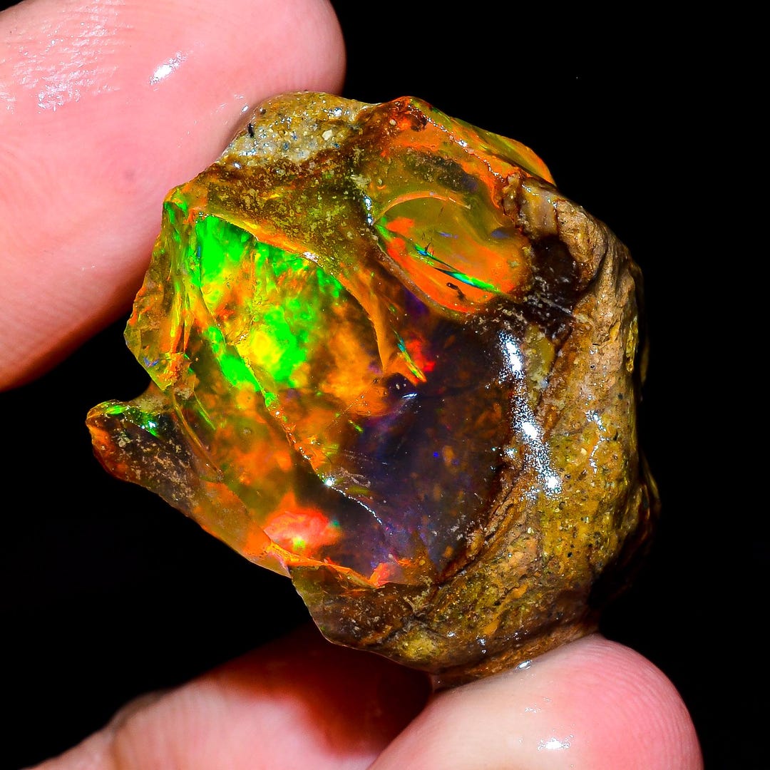 42.70ct Welo Fire Opal Rough, Ethiopian Crystal Opal, Flashy Raw ...