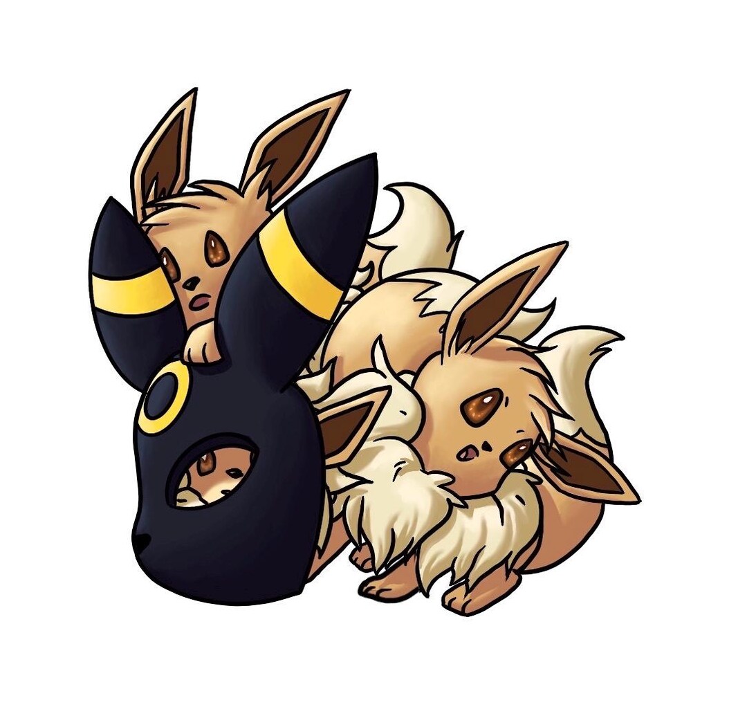 Eevees in an Umbreon Mask Sticker - Etsy