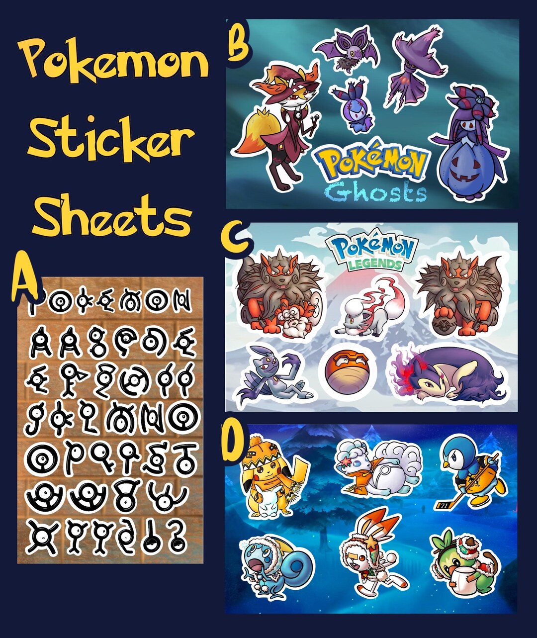 Poké Sticker Sheets - Etsy
