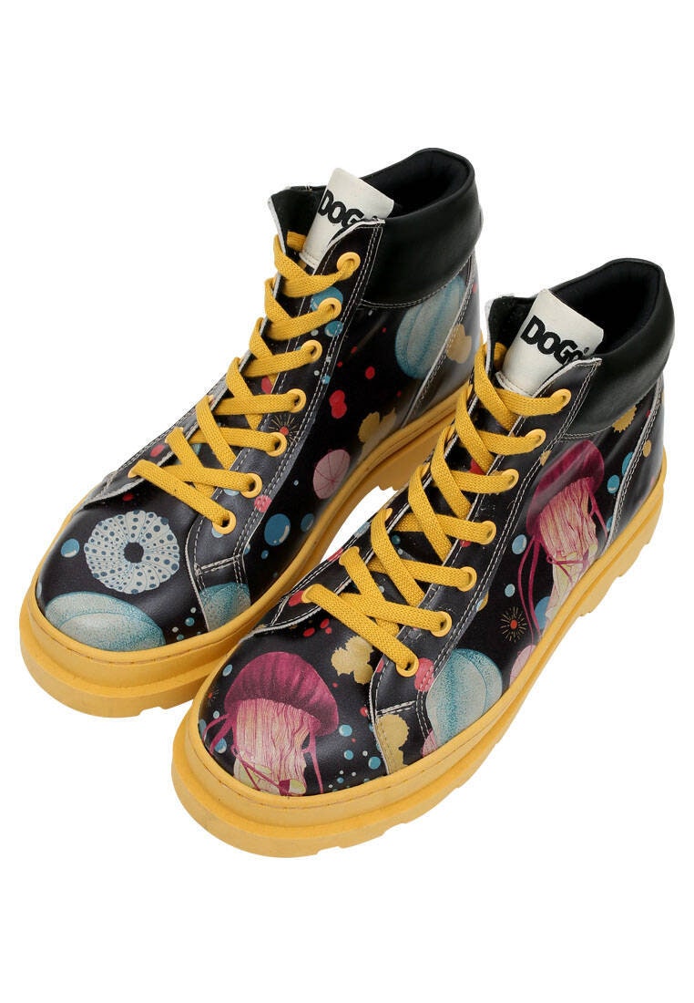 DOGO, Adriana Jelly Stars, Platform Black Ankle Boots, Custom Chunky ...