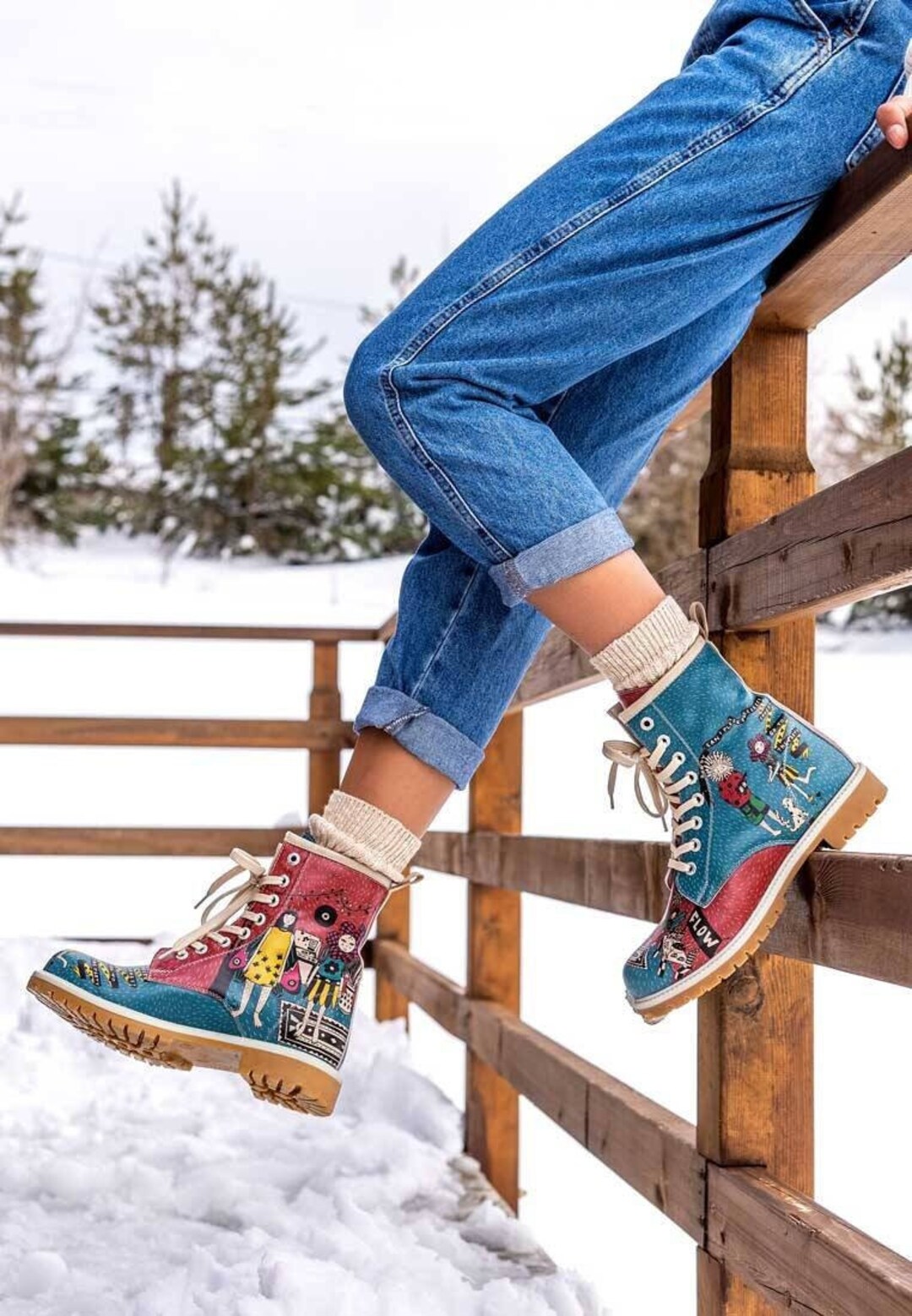 DOGO Party Long Boots, Custom Printed Shoes, Chunky, Handmade, Women's ...