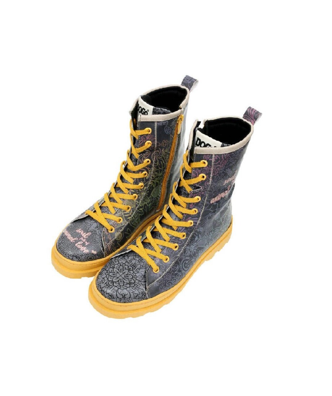 DOGO, Gisele Soul Full of Animal, Chunky Boots, Yellow Sole, Printed ...