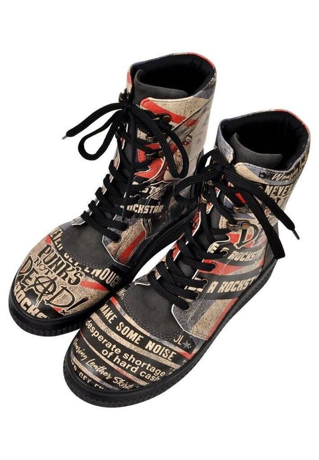 Platform Boots, Chunky Boots, Custom Painted Shoes, Black Boots ...