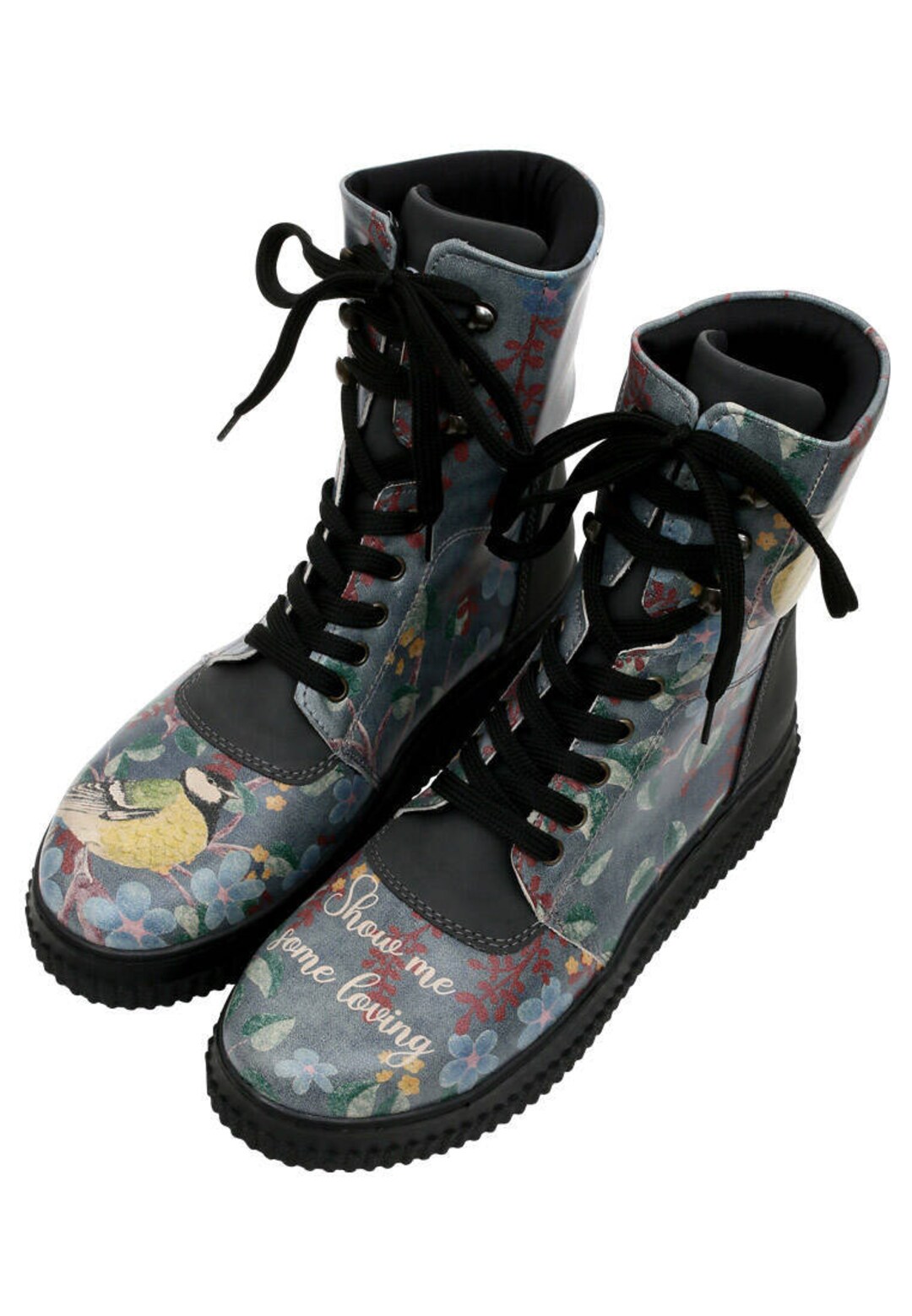 Floral Bird Vegan Ankle Boots, Custom Printed Women's Boots - Etsy