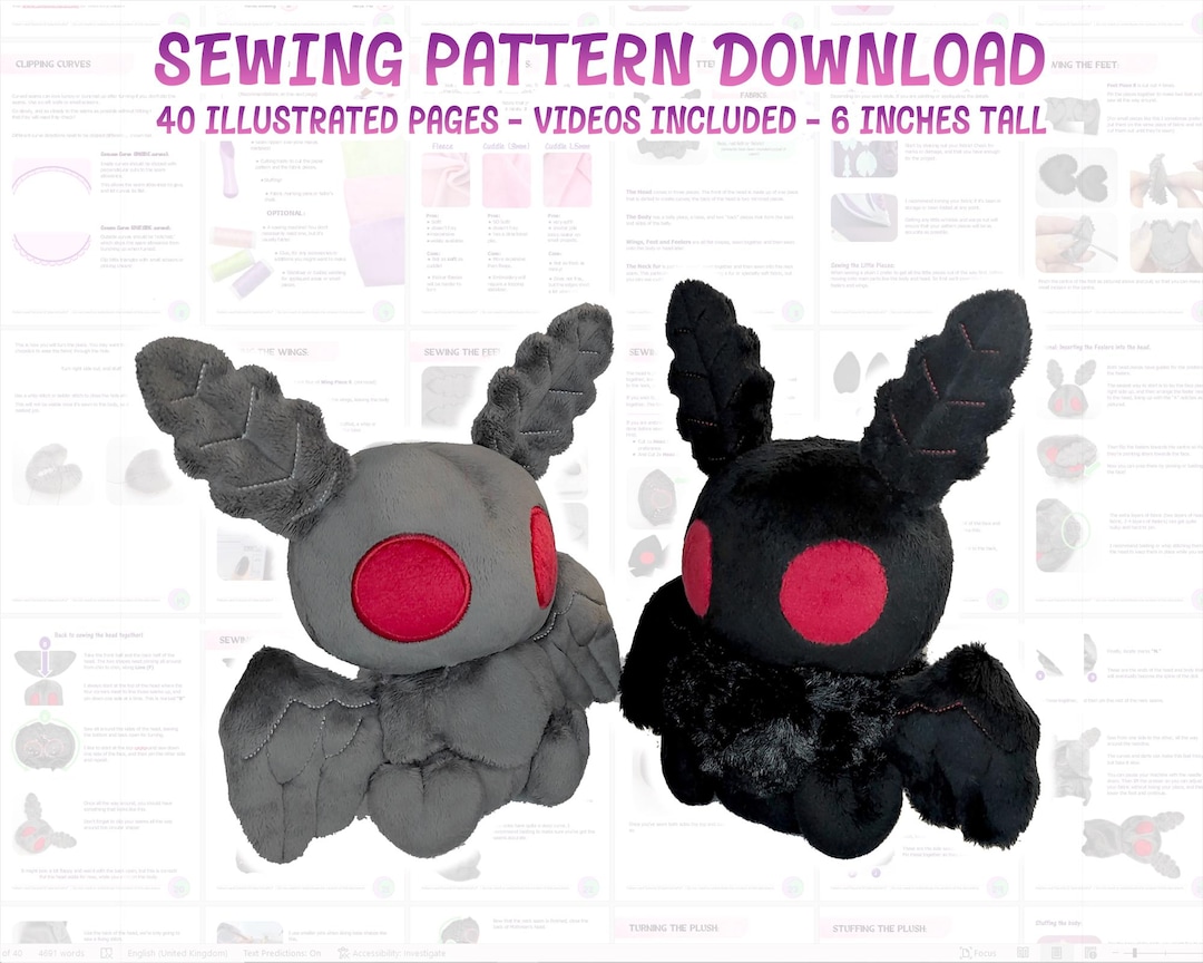 PDF Sewing Pattern- Mothman Plush - Etsy