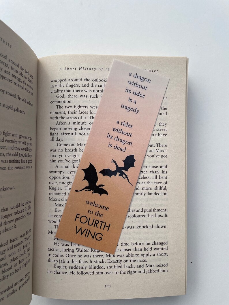 Fourth Wing Bookmark - Etsy