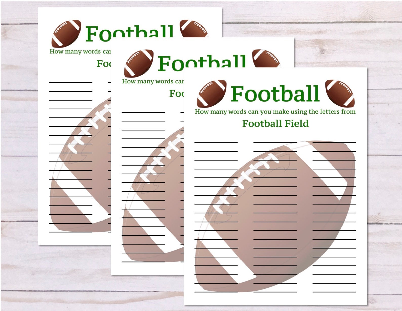Set of 3 Football Games, Word Search, Word Scramble, Anagram, Football ...
