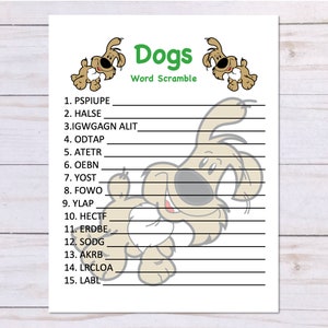 Set of 2 Dog Word Games, Word Search, Word Scramble, Dog Party Game ...
