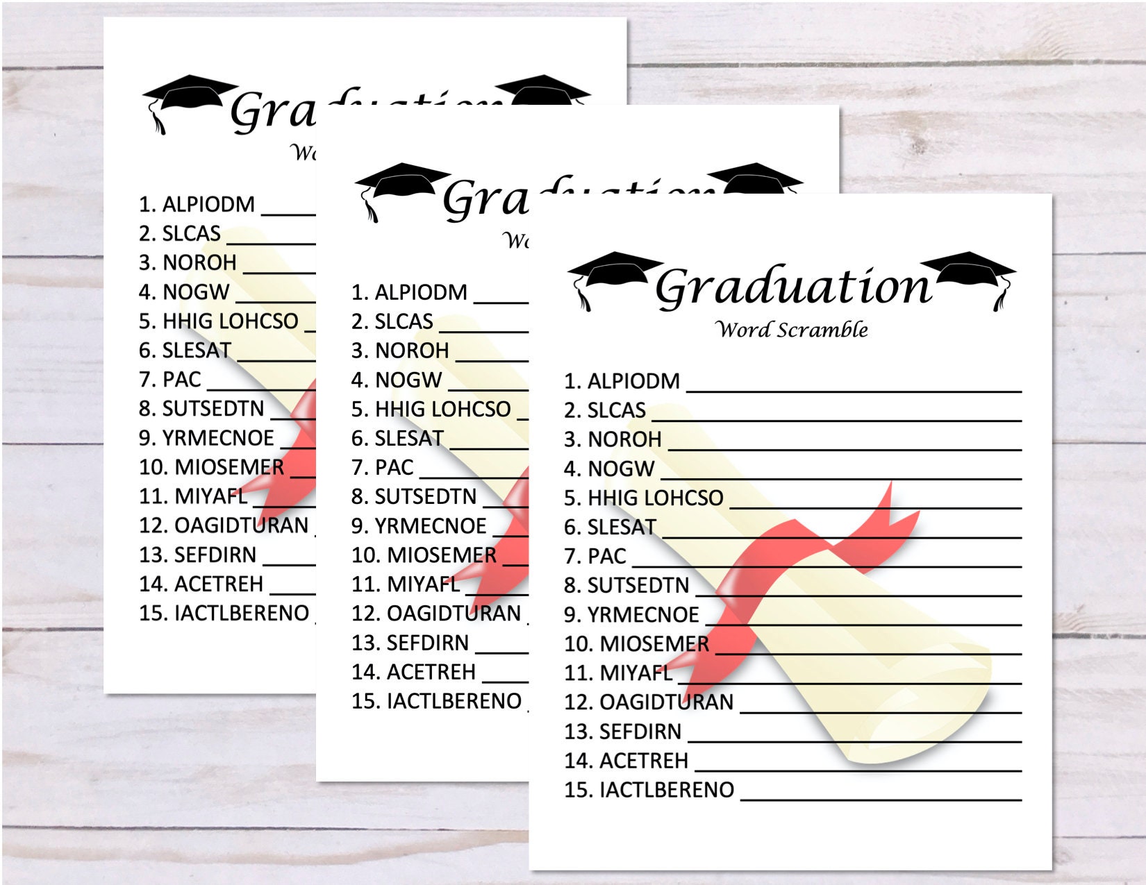 High School Graduation Games Bundle, Word Search, Word Scramble ...