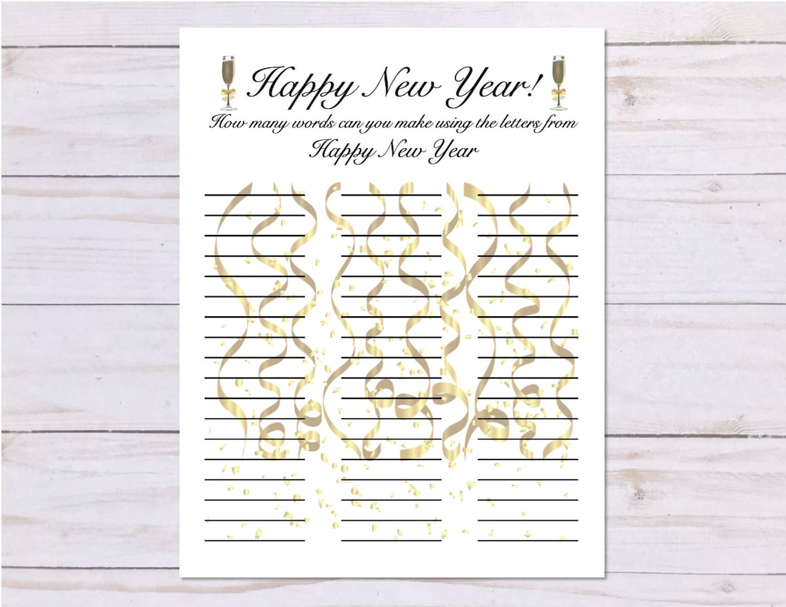 Set of 4 Happy New Year Games, Word Search, Word Scramble, Anagram, My ...