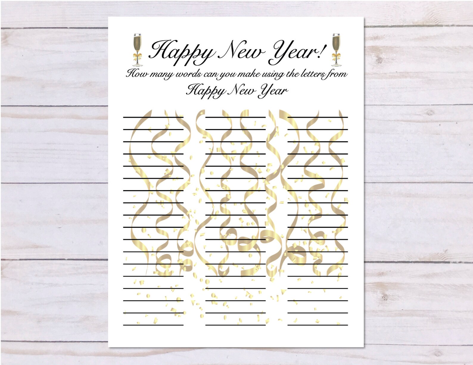Set of 4 Happy New Year Games, Word Search, Word Scramble, Anagram, My ...