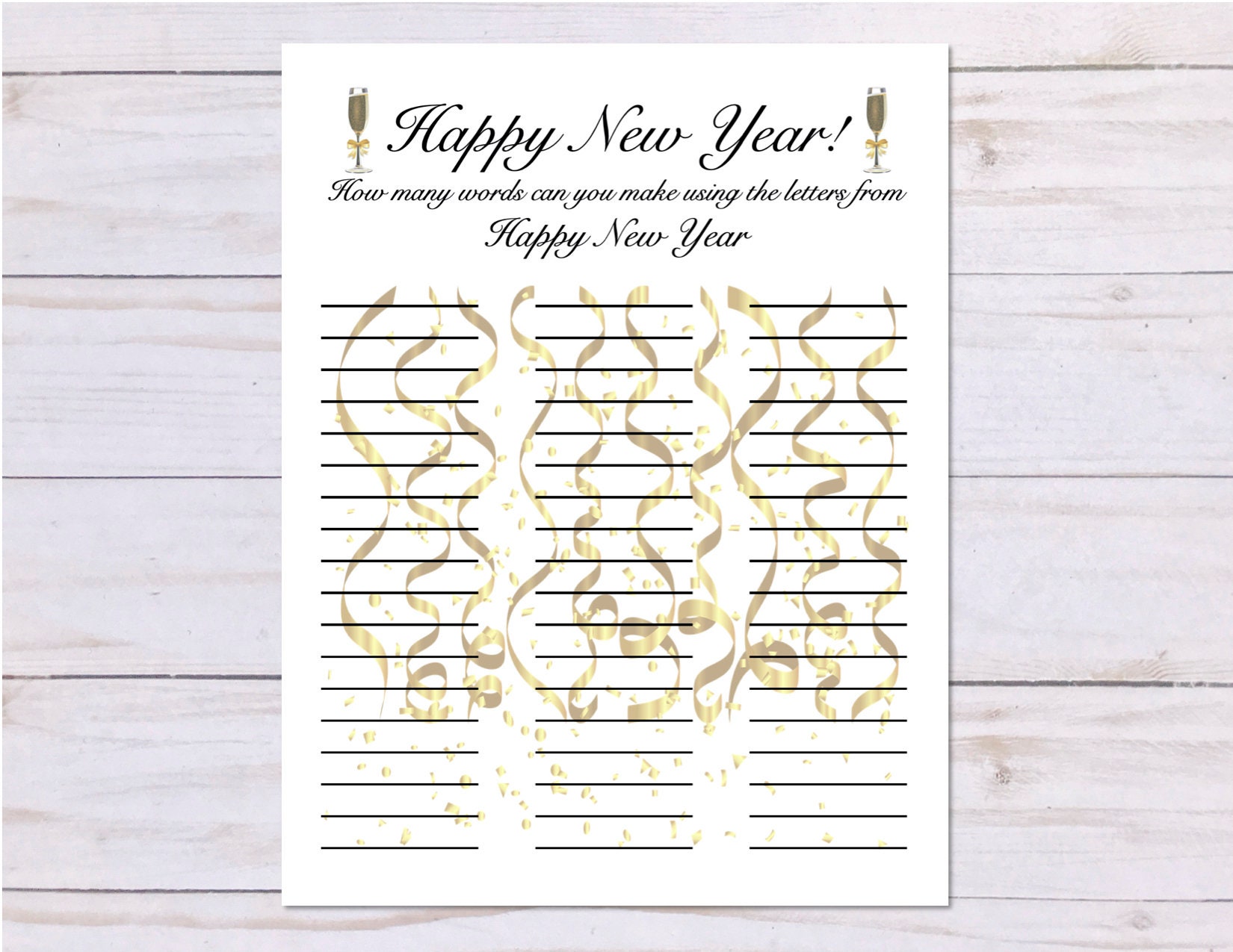 Set of 4 Happy New Year Games, Word Search, Word Scramble, Anagram, My ...