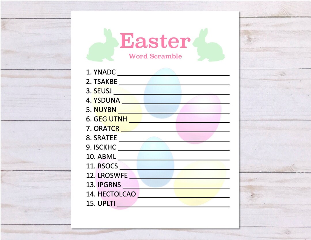Easter Word Scramble Game Easter Party Game Printable Easter - Etsy