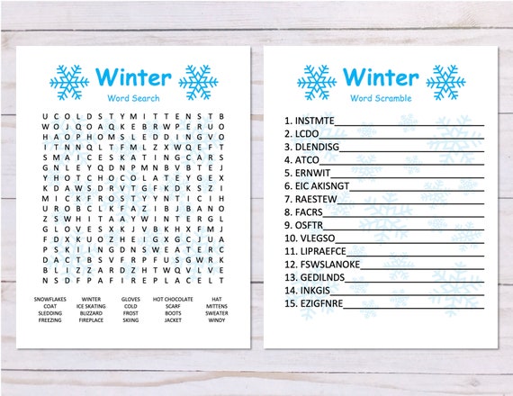 Set of 2 Winter Games Word Search and Word Scramble Instant | Etsy