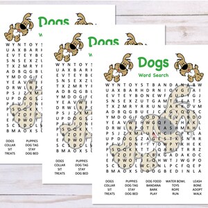 Set of 2 Dog Word Games, Word Search, Word Scramble, Dog Party Game ...