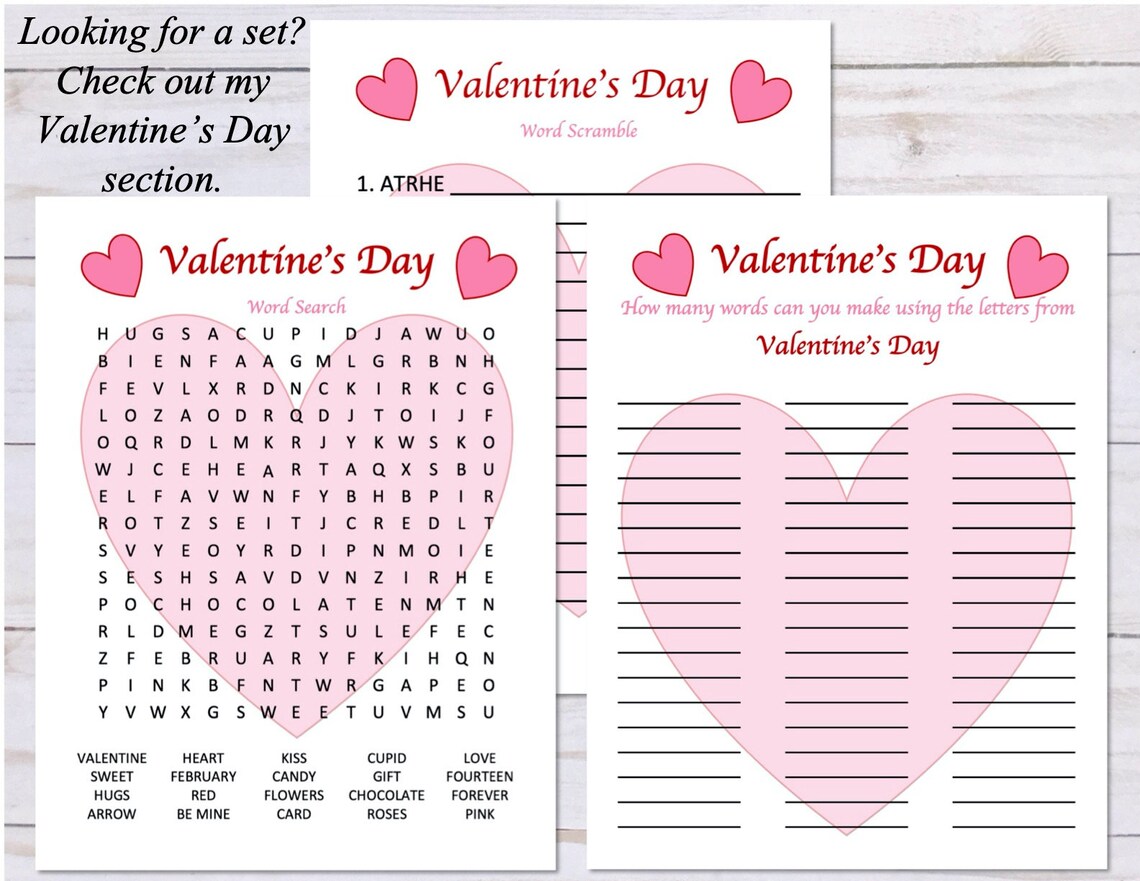 Valentine's Day Anagram Word Puzzle Valentine Instant | Etsy