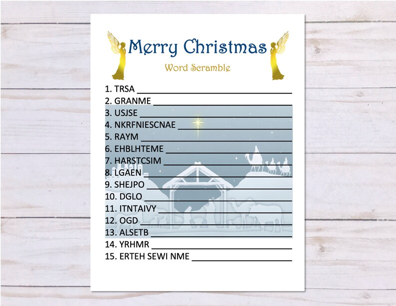 Set of 5 Merry Christmas Games, Word Search, Word Scramble, Anagram ...