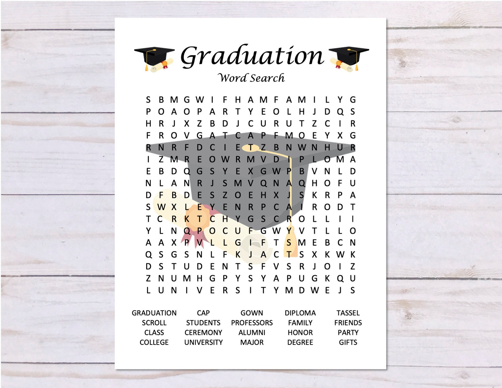 Set of 3 College Graduation Games, Word Search, Word Scramble, Anagram ...