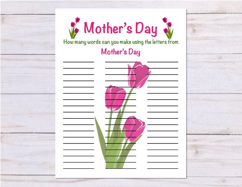 Set of 3 Mother's Day Word Games, Word Search, Word Scramble, Anagram ...