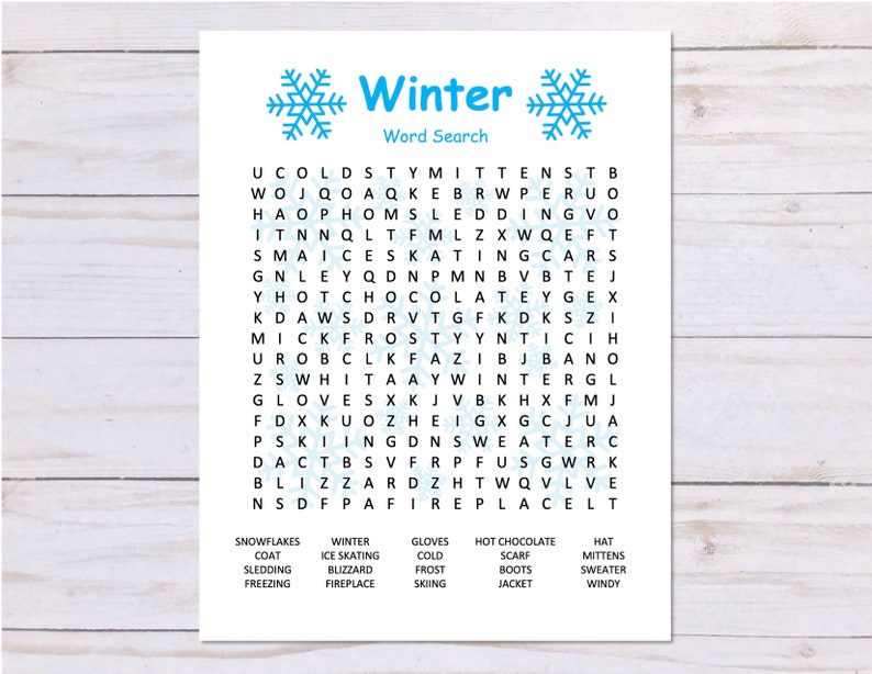 Set of 2 Winter Games, Word Search and Word Scramble, Instant Download ...