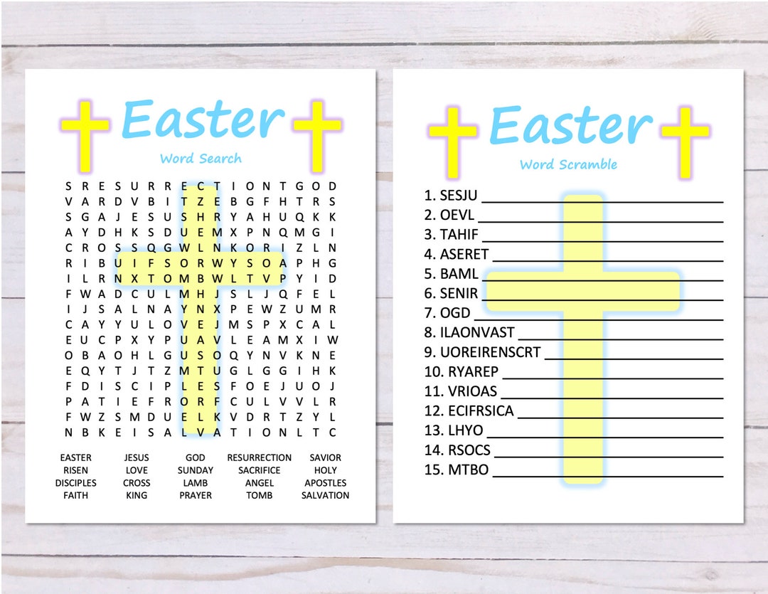 Set of 2 Easter Games, Word Search, Word Scramble, Easter Party Game ...