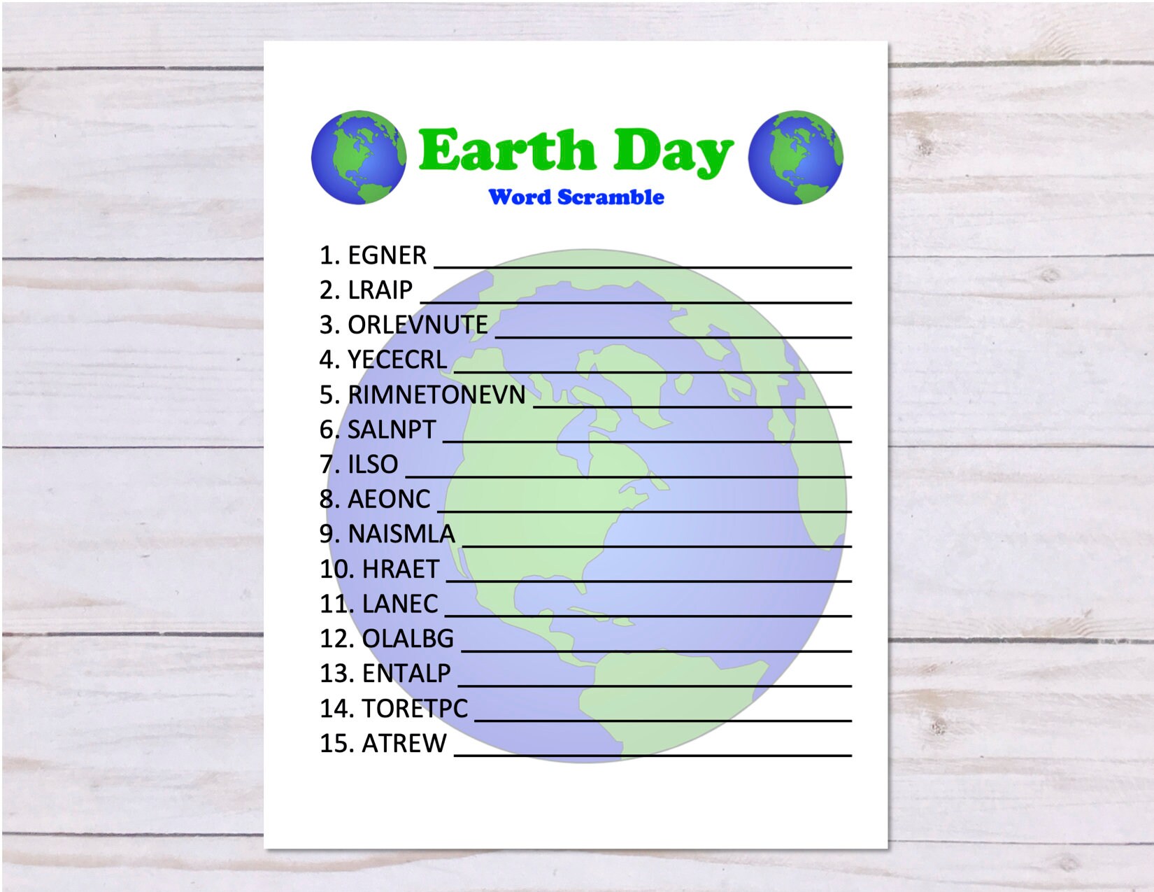 Set of 3 Earth Day Word Games Word Search, Word Scramble, Anagram ...