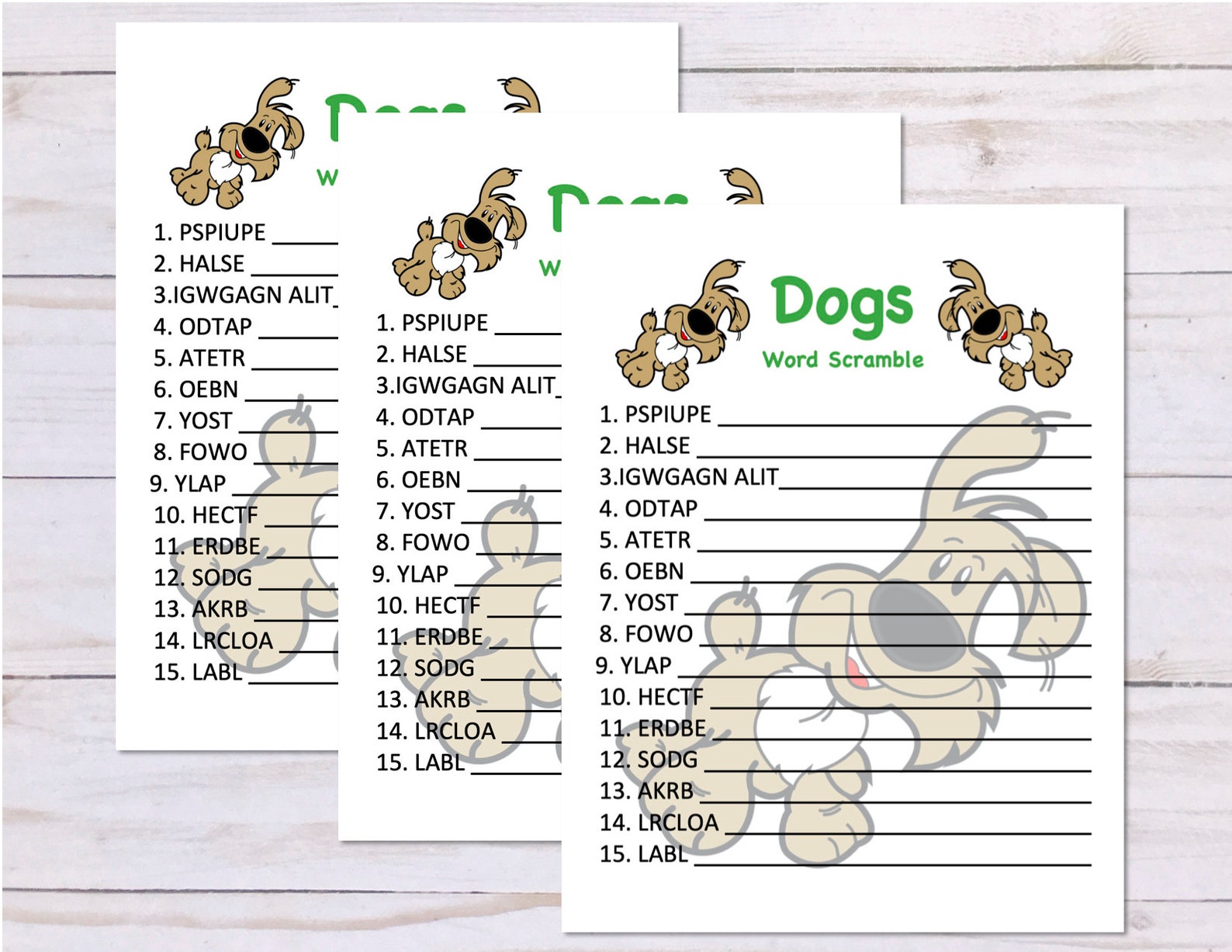 Dog Word Scramble Game Dog Party Game Printable Dogs Etsy Australia