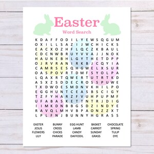 Set of 2 Easter Word Search Game, Easter Word Scramble, Easter Party ...