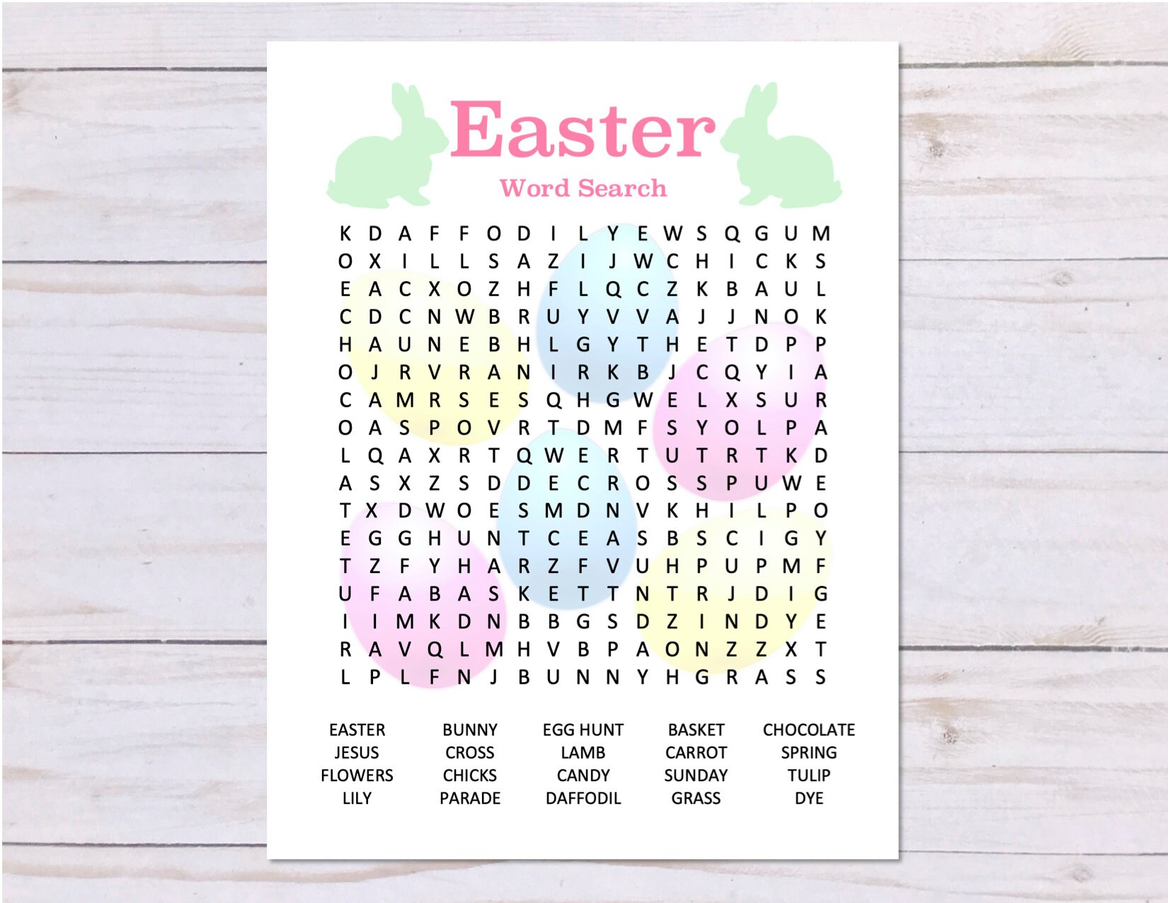 Set of 2 Easter Word Search Game, Easter Word Scramble, Easter Party ...