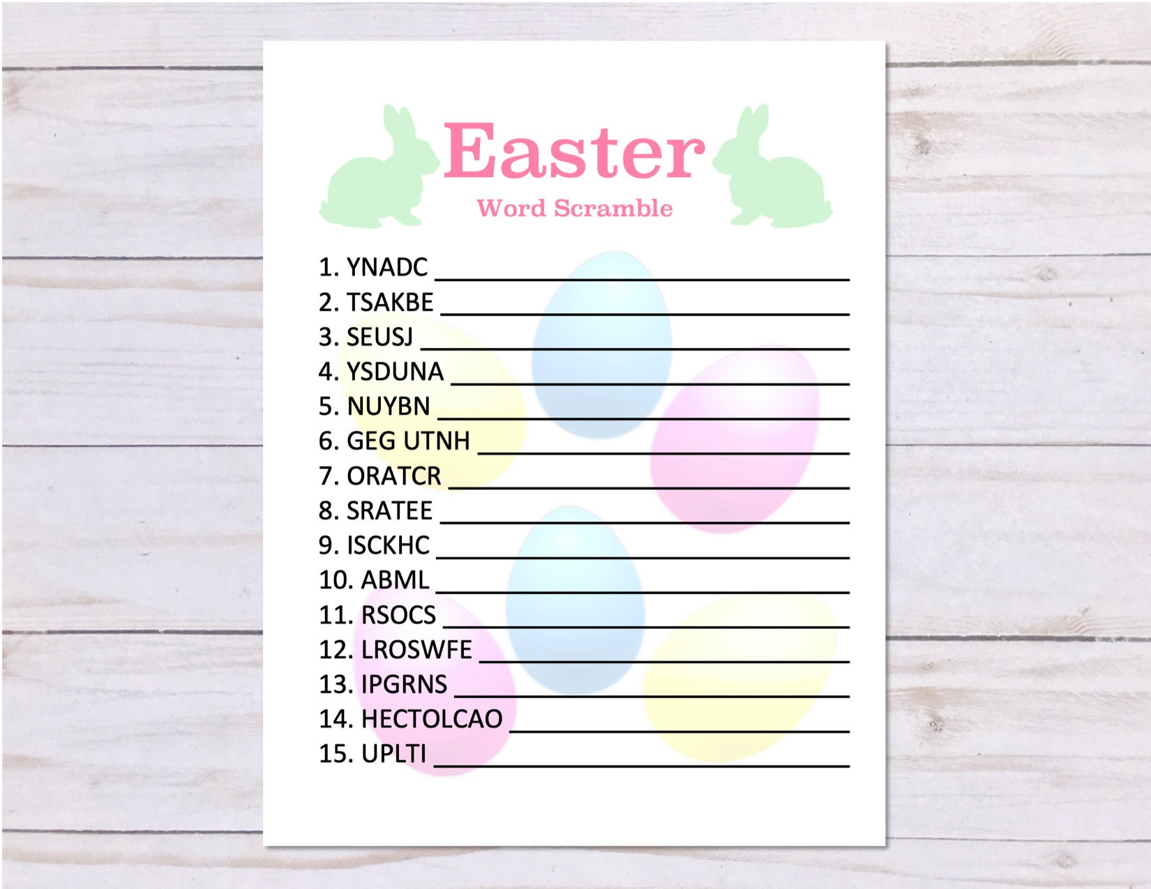 Set of 2 Easter Word Search Game, Easter Word Scramble, Easter Party ...