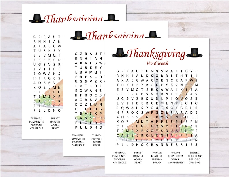 Set of 6 Thanksgiving Games Word Search Word Scramble - Etsy