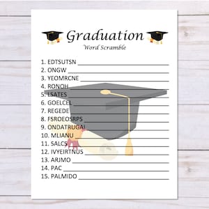 Set of 3 College Graduation Games, Word Search, Word Scramble, Anagram ...