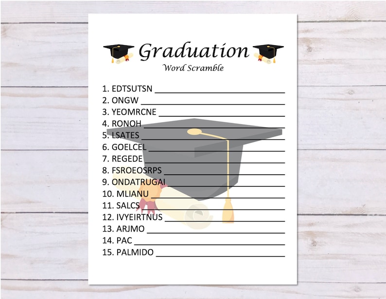 Set of 3 College Graduation Games, Word Search, Word Scramble, Anagram ...