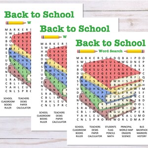 Set of 3 Back to School Printable Games Word Search, Word Scramble ...